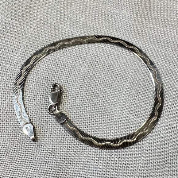 Ibb | Jewelry | Vintage Ibb Sterling Silver Flat Herringbone Bracelet ...